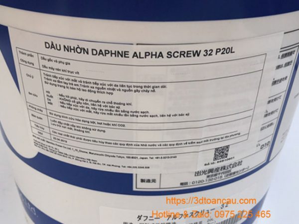 Dầu máy nén khí Daphne Alpha Screw 32 gốc tổng hợp 12000h